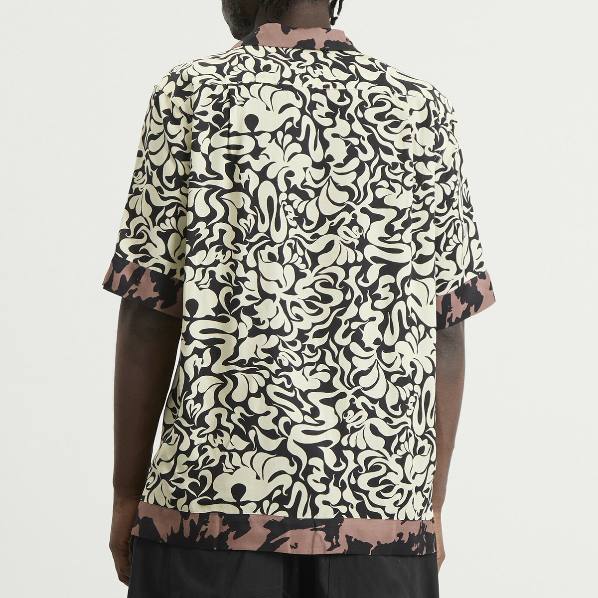 Dries Van Noten Men's Squiggle Border Print Shirt in Black Dries Van Noten