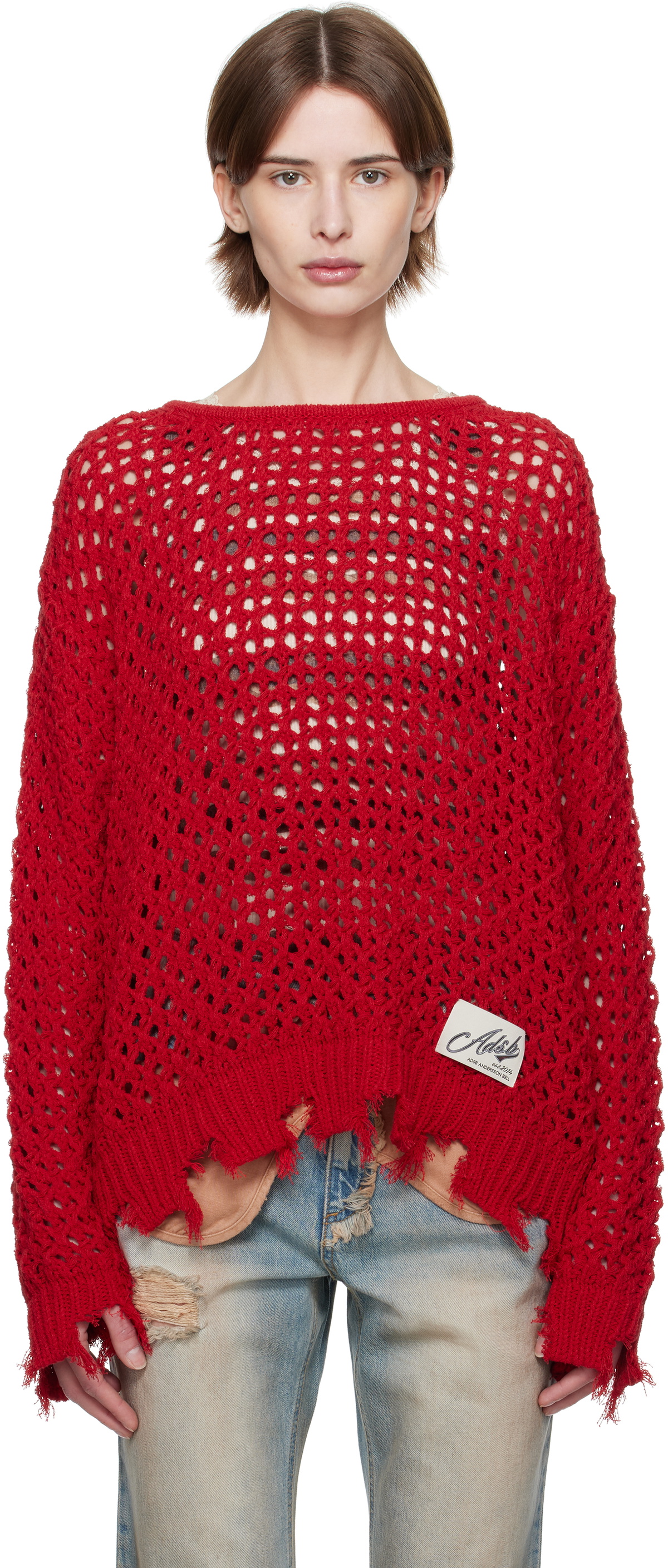 Andersson Bell Red Damaged Boatneck Sweater Andersson Bell