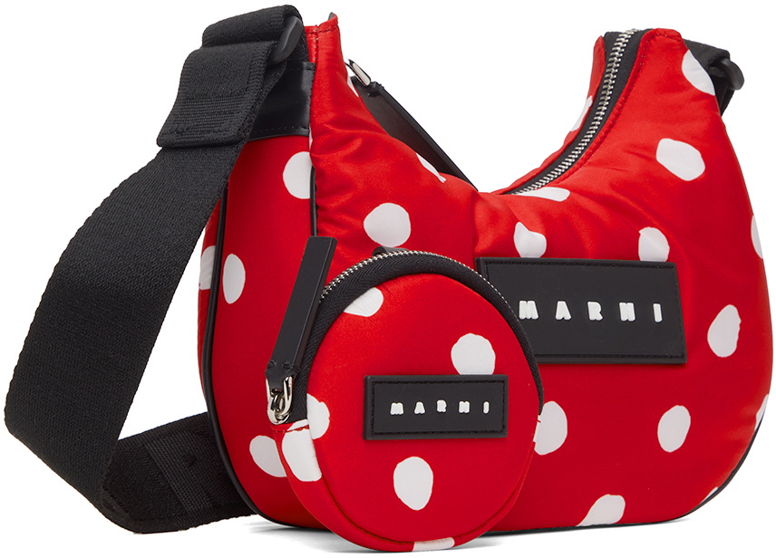 Marni Red Polka Dot Nylon Puff Bag Marni