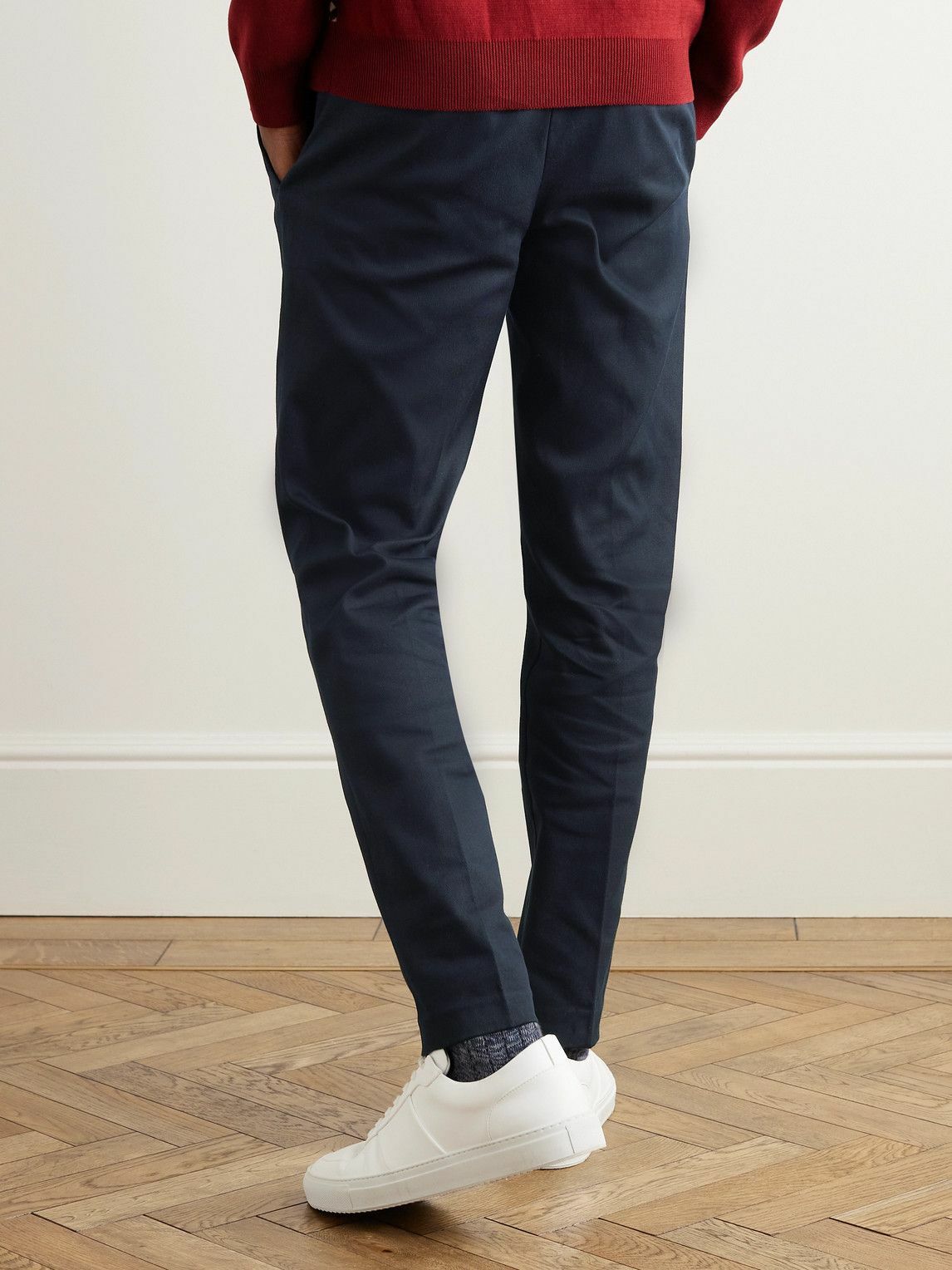 Mr P. - Straight-Leg Cotton-Blend Poplin Trousers - Blue Mr P.