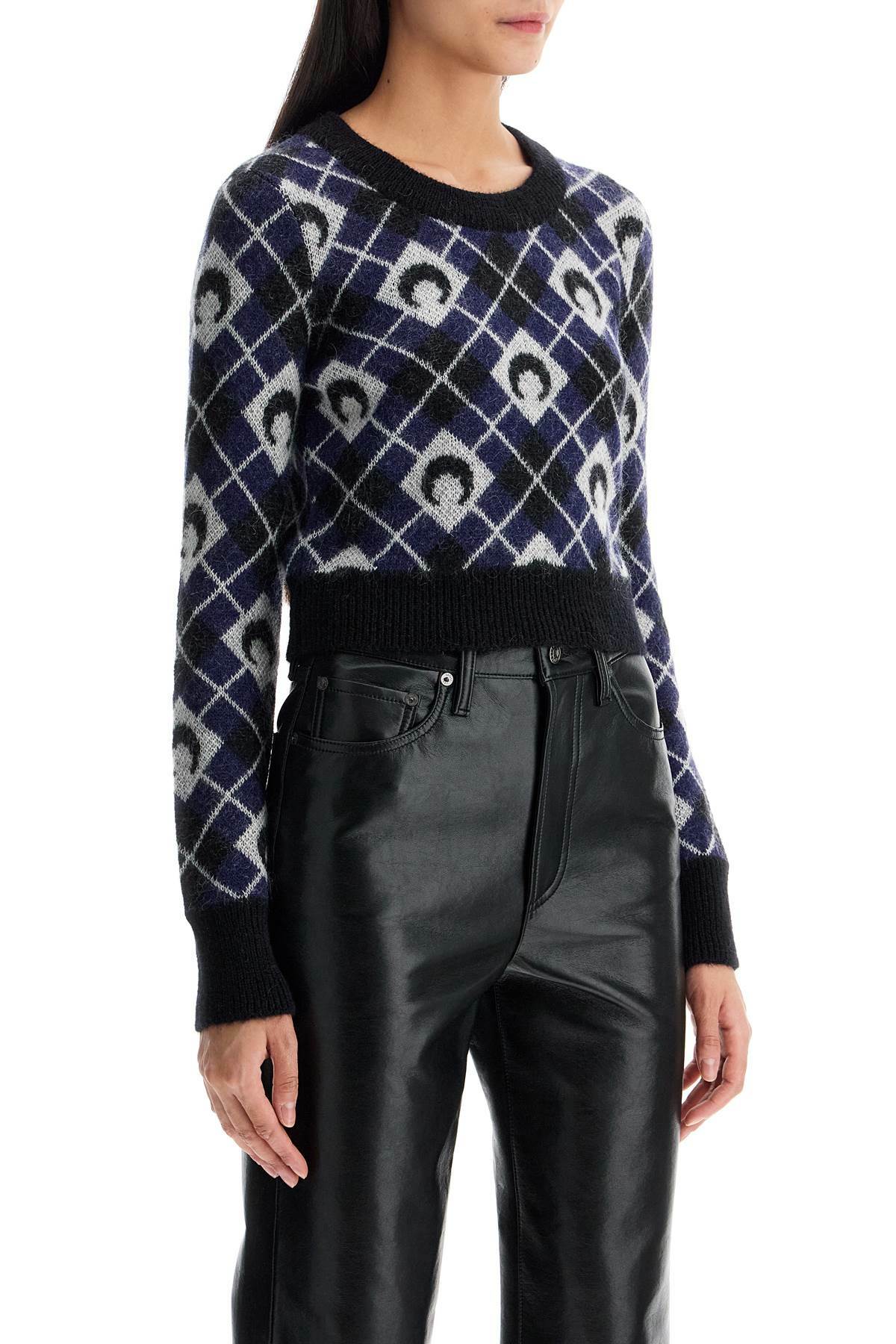 MARINE SERRE cropped moon argyle pattern Black Marine Serre
