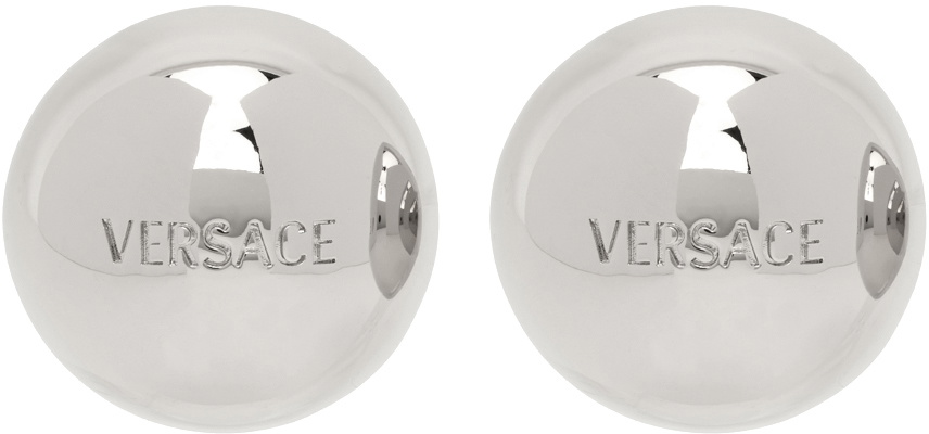 Versace Silver Logo Earrings Versace