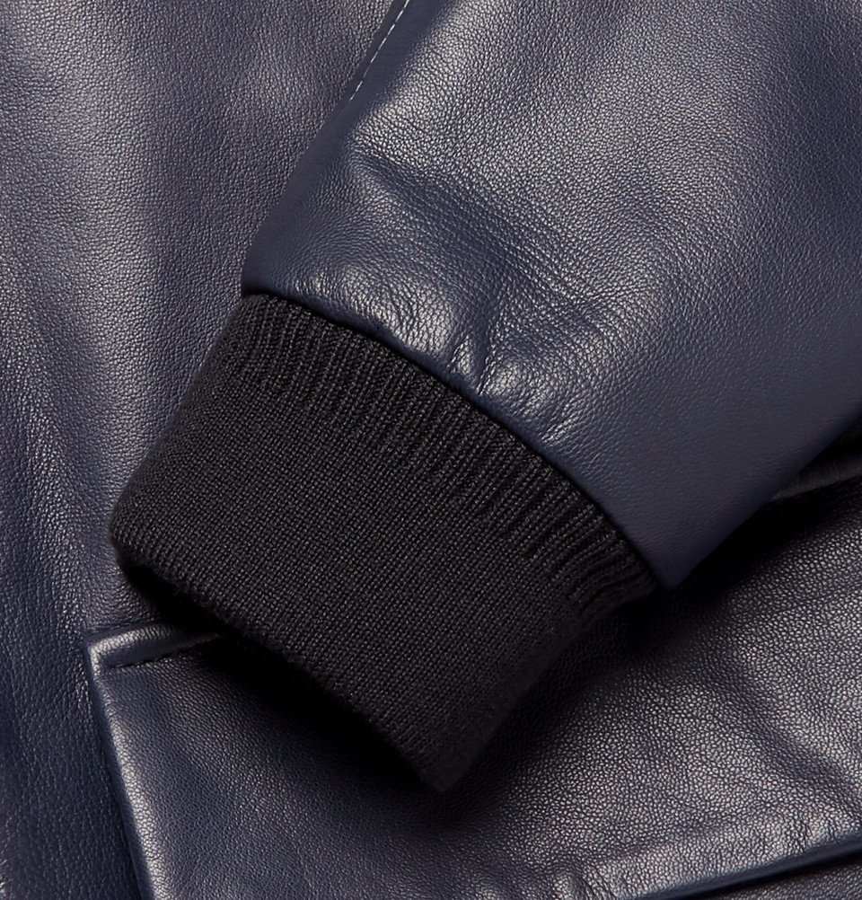 Mr P. - Leather Bomber Jacket - Men - Navy Mr P.