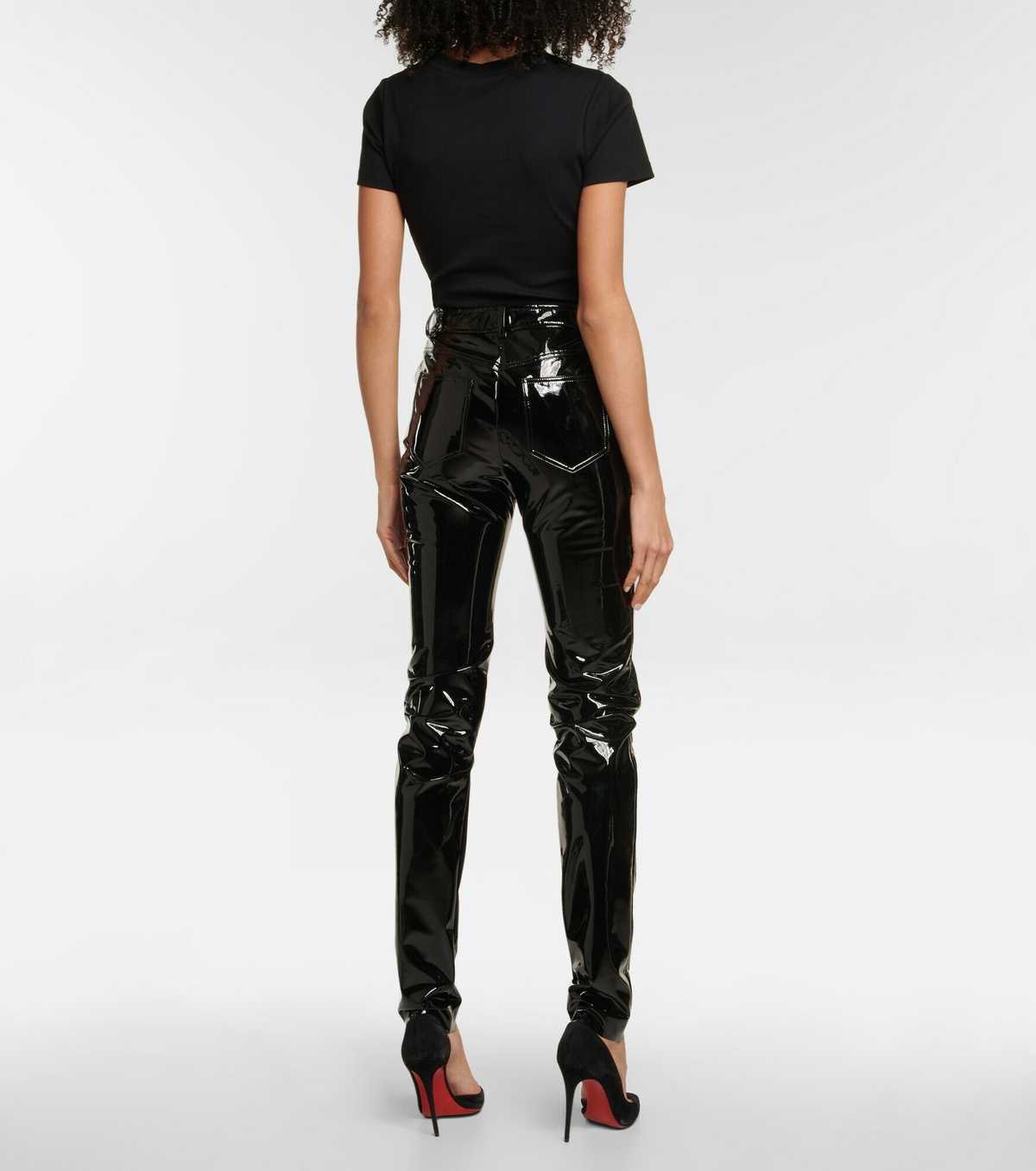Victoria Beckham - High-rise slim vinyl pants Victoria Beckham