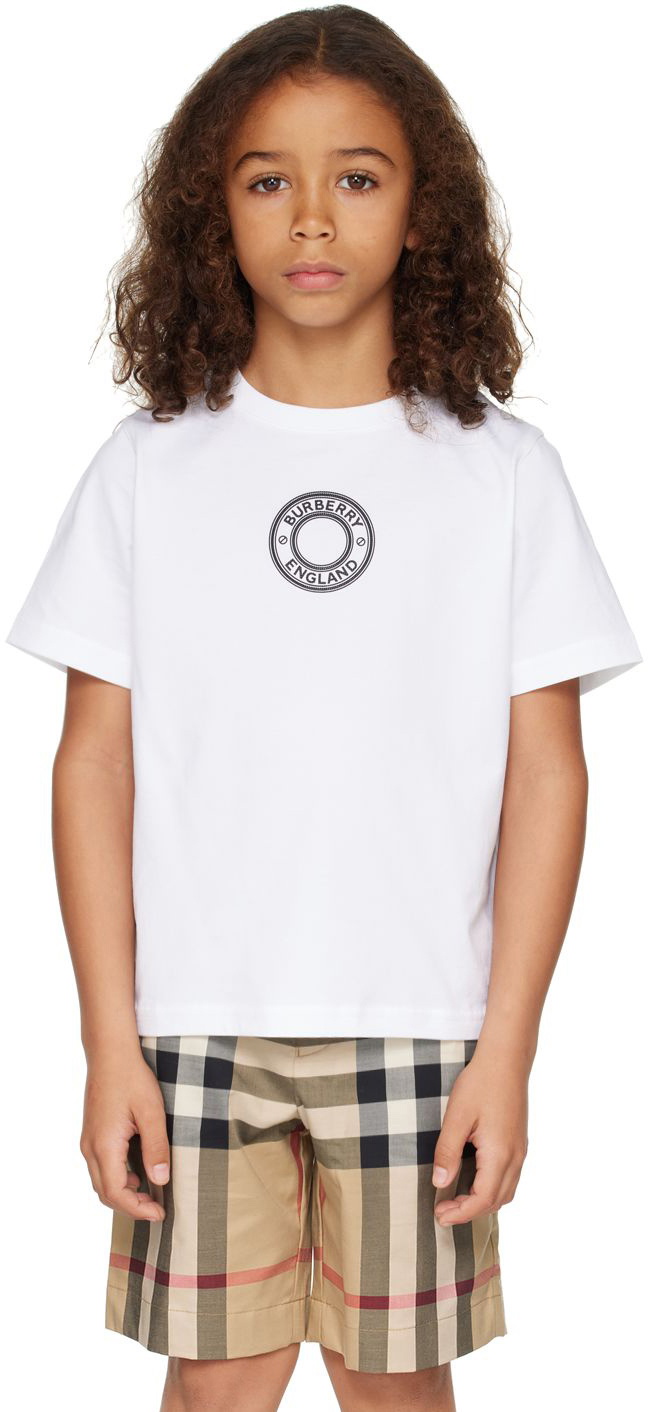 Burberry Kids White Bonded T-Shirt Burberry