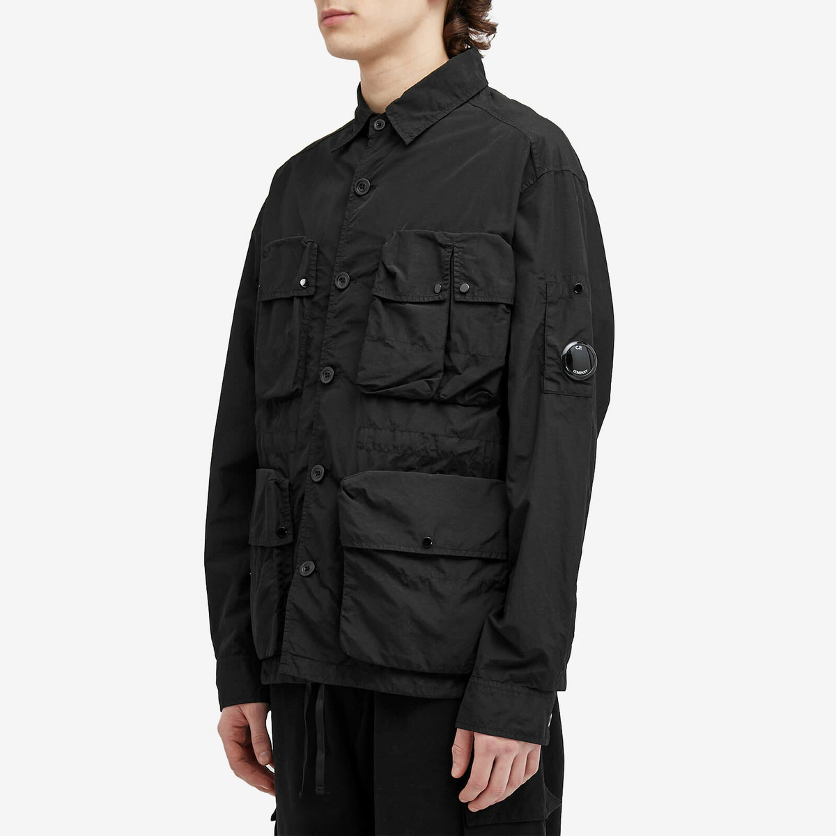 C.P. Company Men's Flatt Nylon Utility Overshirt in Black C.P. Company