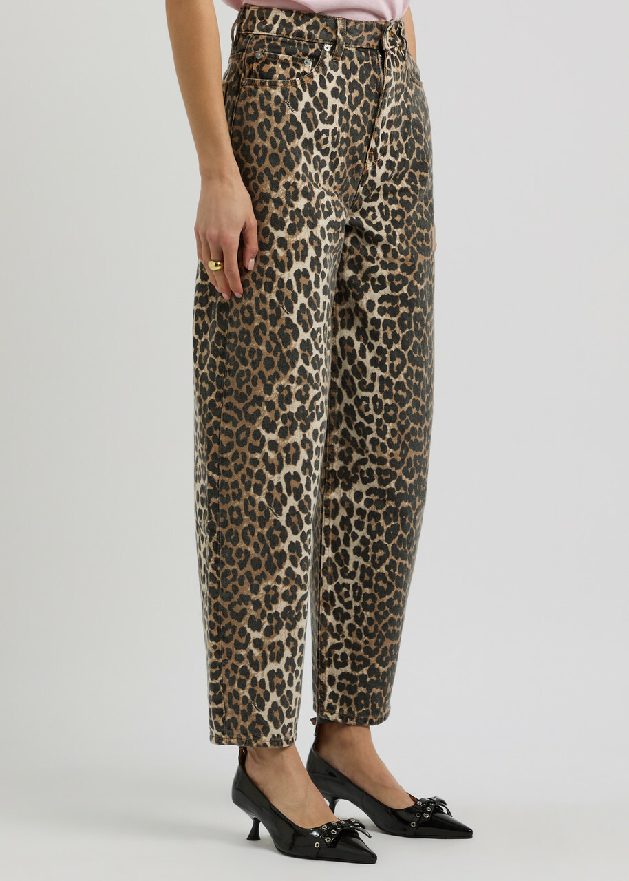 Ganni Leopard-print Barrel-leg Jeans GANNI