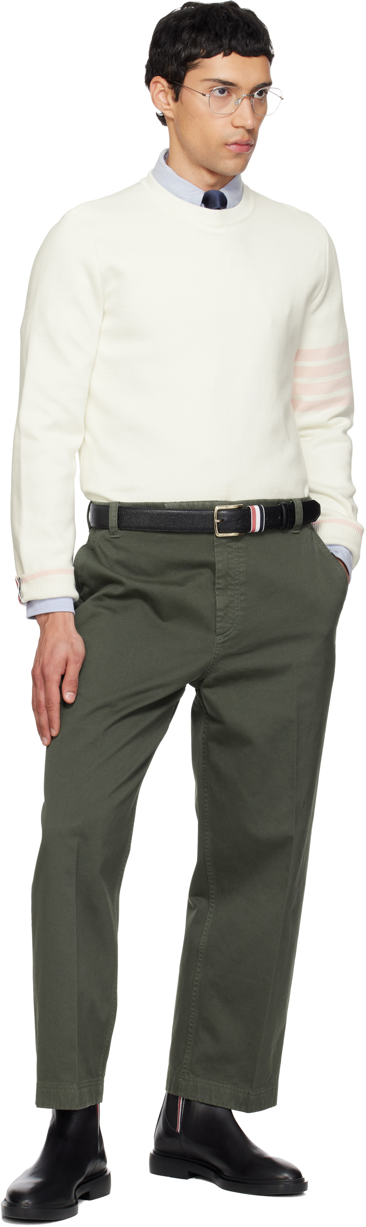 Thom Browne Off-White Milano Stitch 4-Bar Sweatshirt Thom Browne