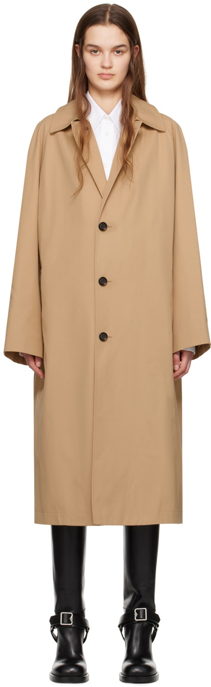 Burberry Tan Spread Collar Trench Coat Burberry