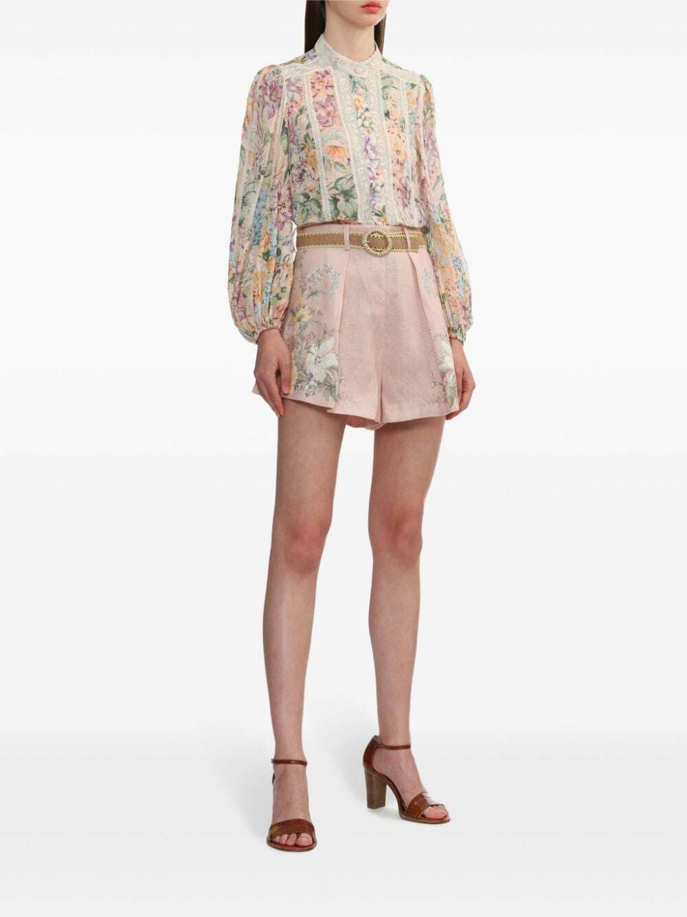 ZIMMERMANN - Floral Print Linen Shorts Zimmermann