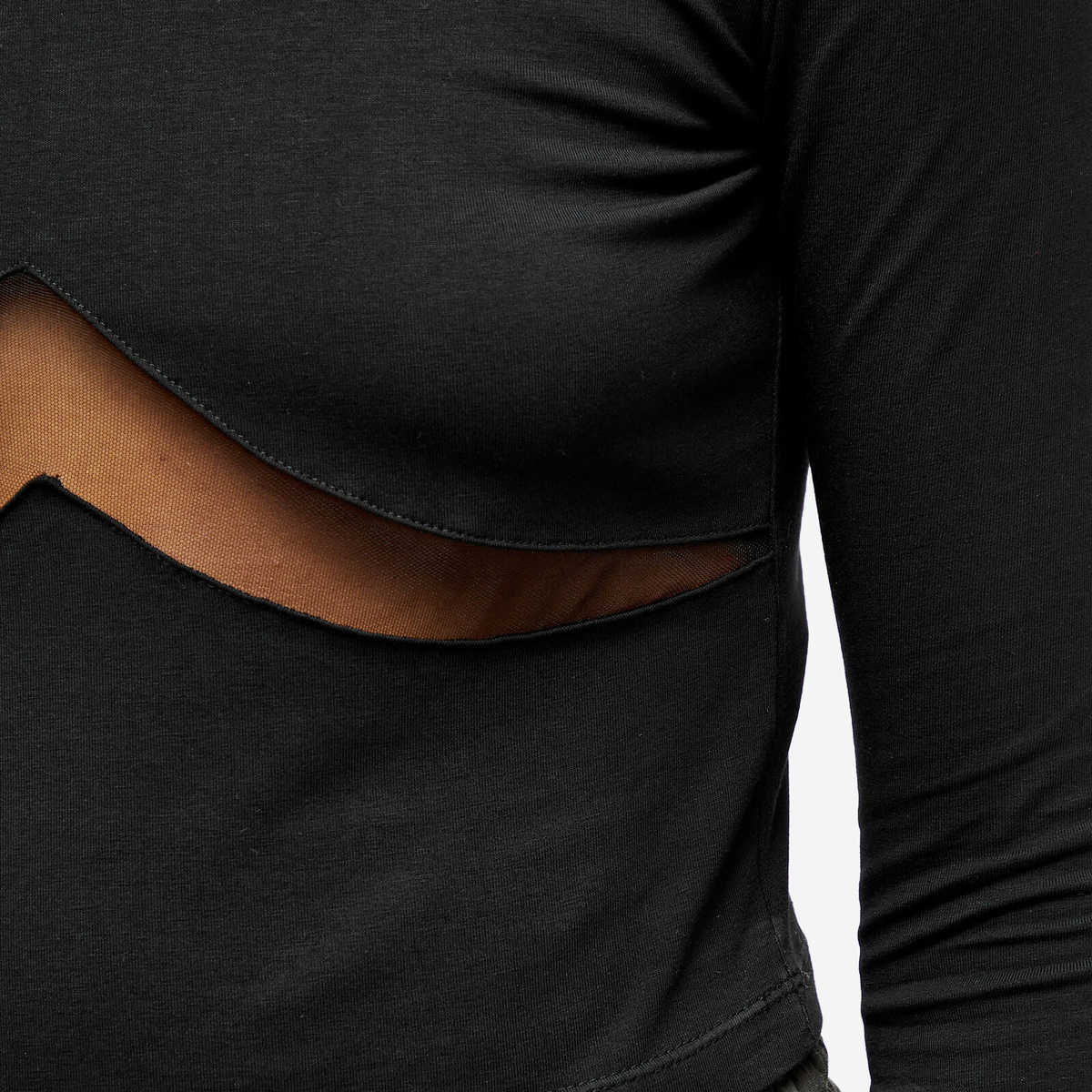 MOWALOLA Women's Long Sleeve Cut Out T-Shirt in Black Mowalola