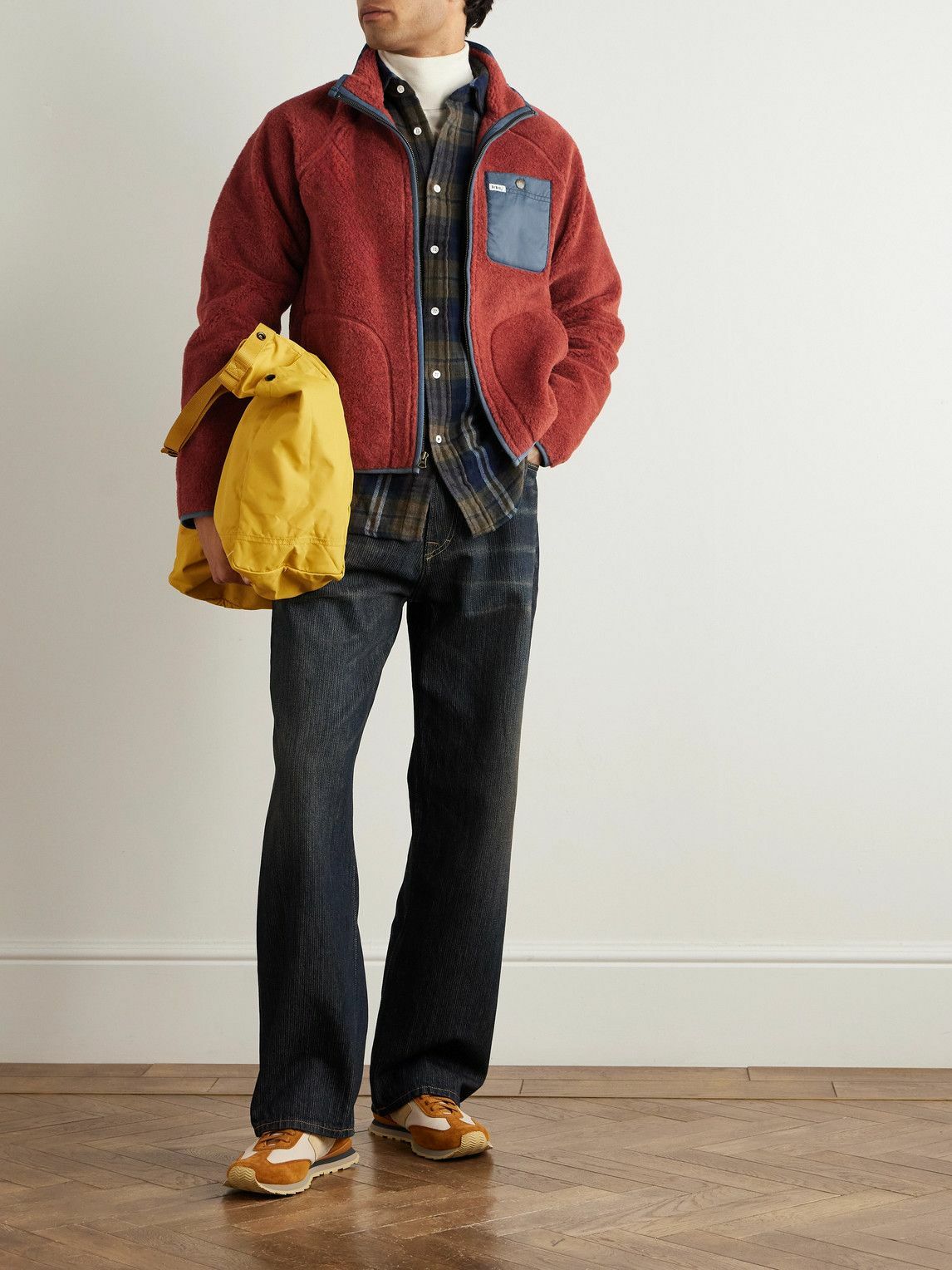 RRL - Logo-Appliquéd Nylon Ripstop-Trimmed Wool-Blend Fleece Jacket ...