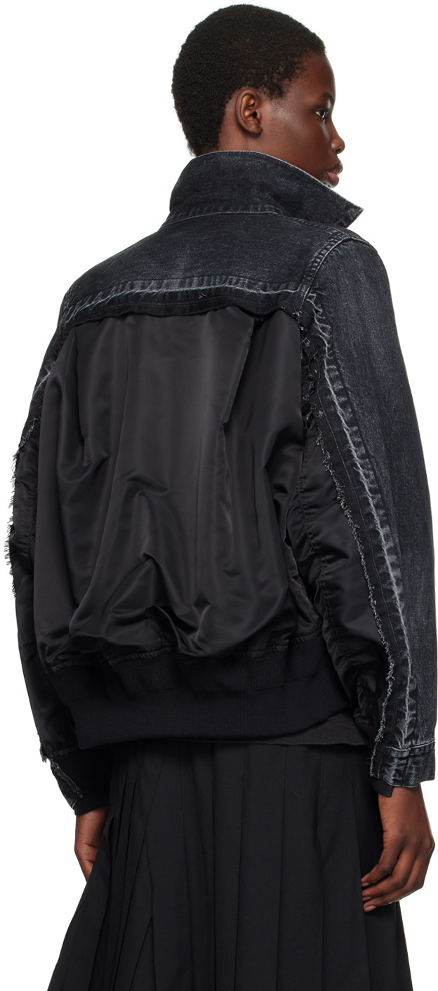 sacai Black Paneled Denim Jacket Sacai