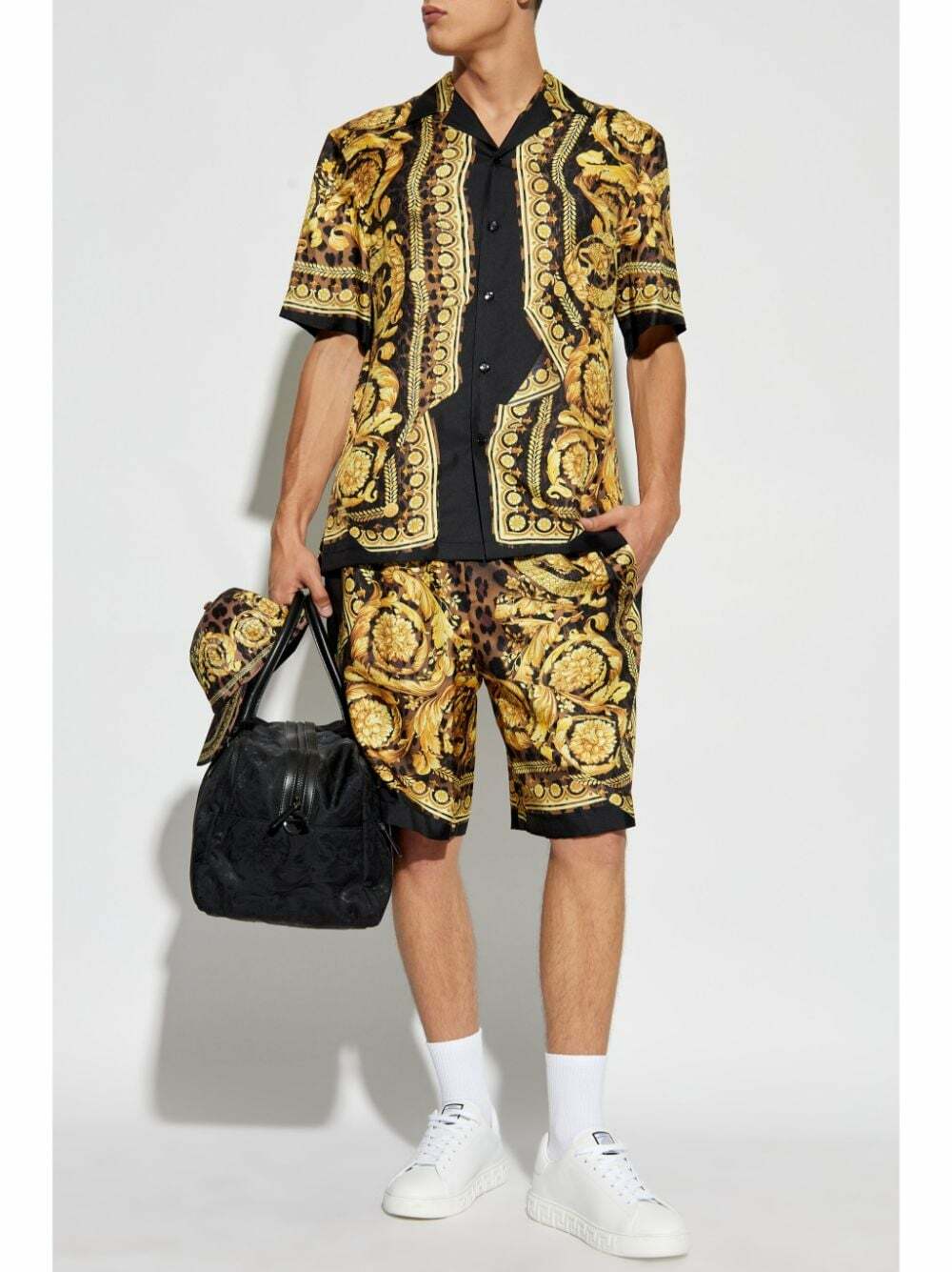 VERSACE - Barocco Print Silk Shorts Versace