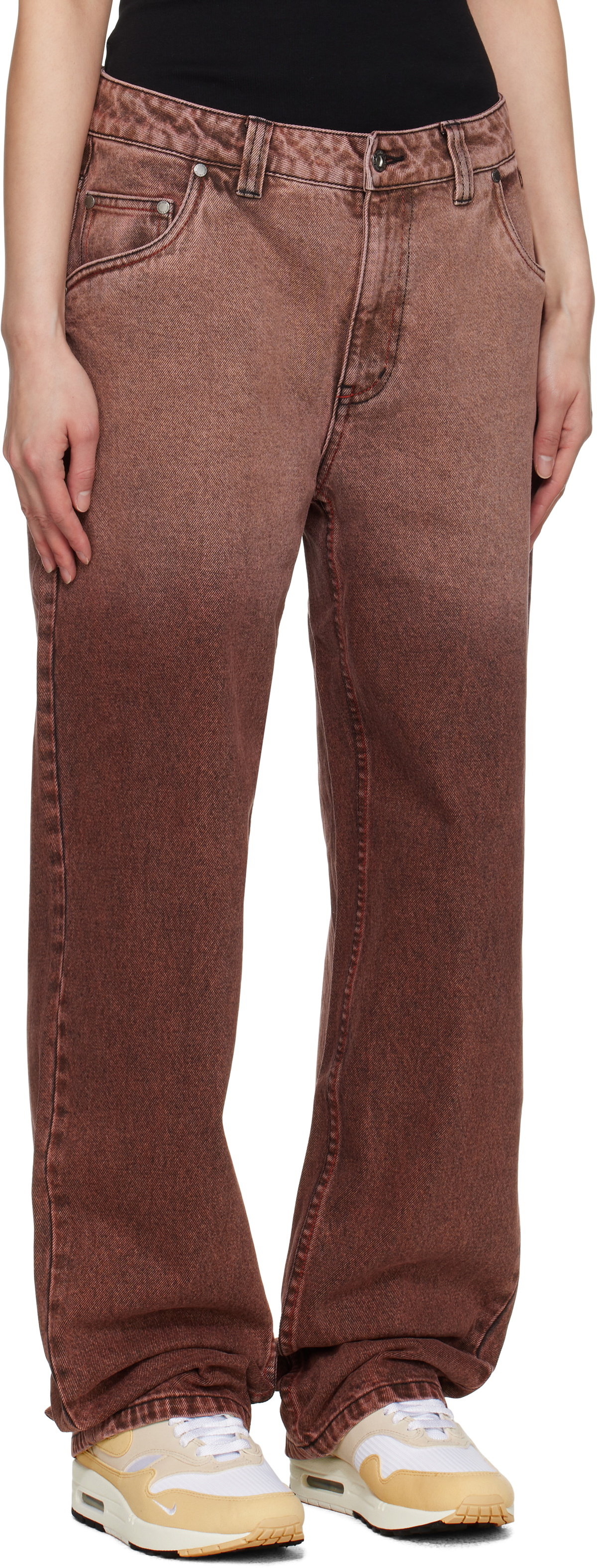 Dime Burgundy Classic Relaxed Denim Jeans Dime