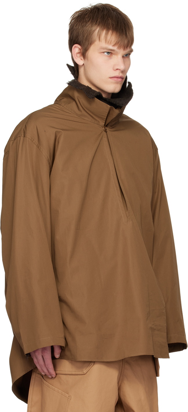 Hed Mayner Brown Extended Collar Shirt Hed Mayner