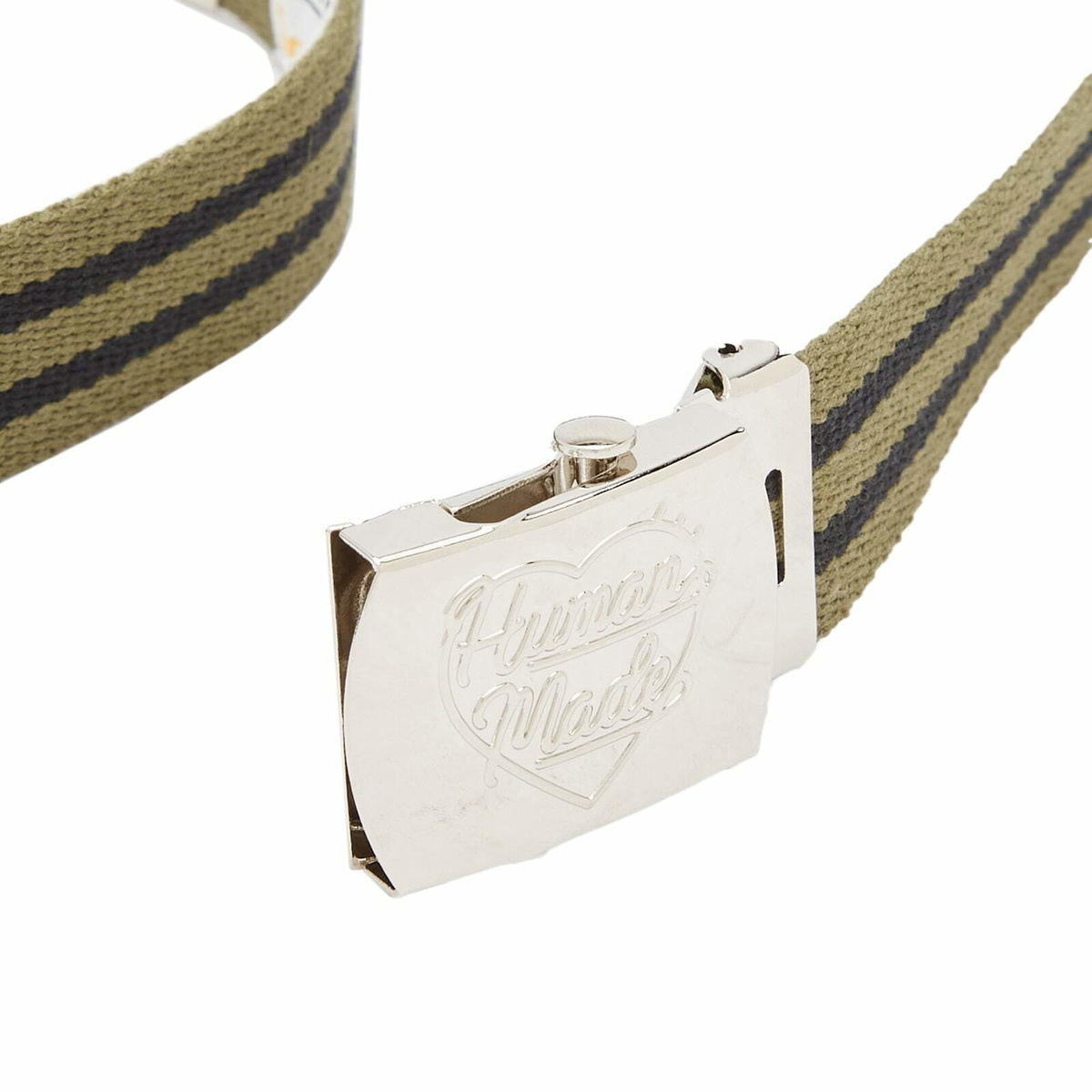Human Made Men's Striped Web Belt in Olive Drab Human Made