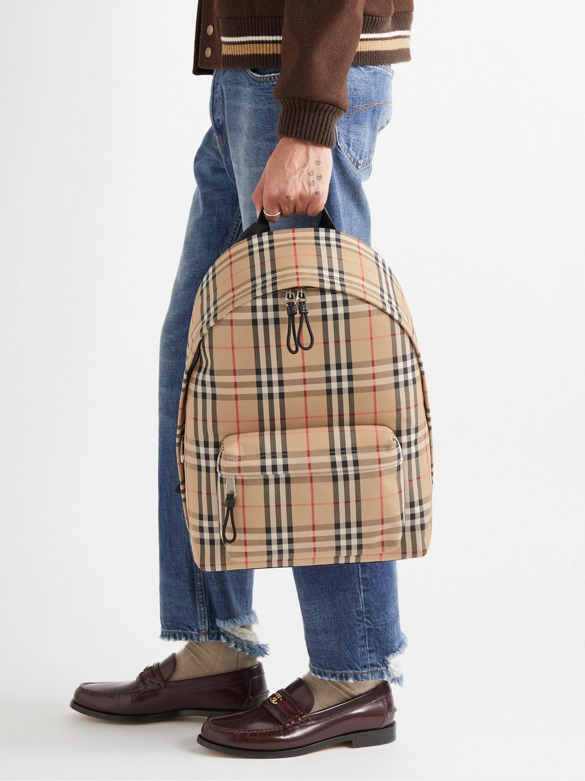 Burberry - Checked Cotton-Blend Backpack Burberry