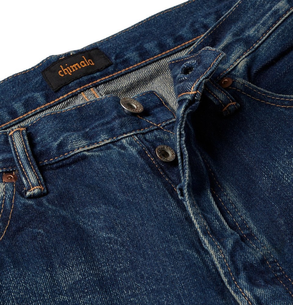 Chimala - Cropped Washed Selvedge Denim Jeans - Blue Chimala