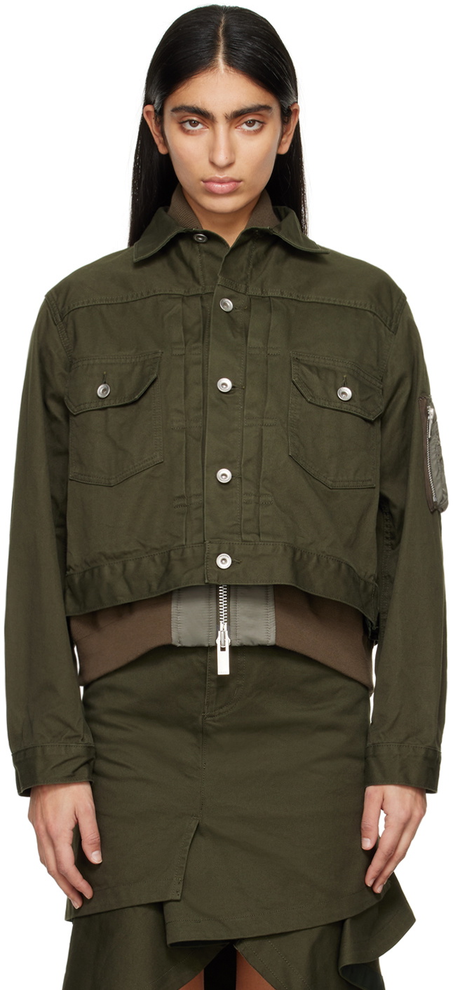 sacai Khaki Layered Jacket Sacai