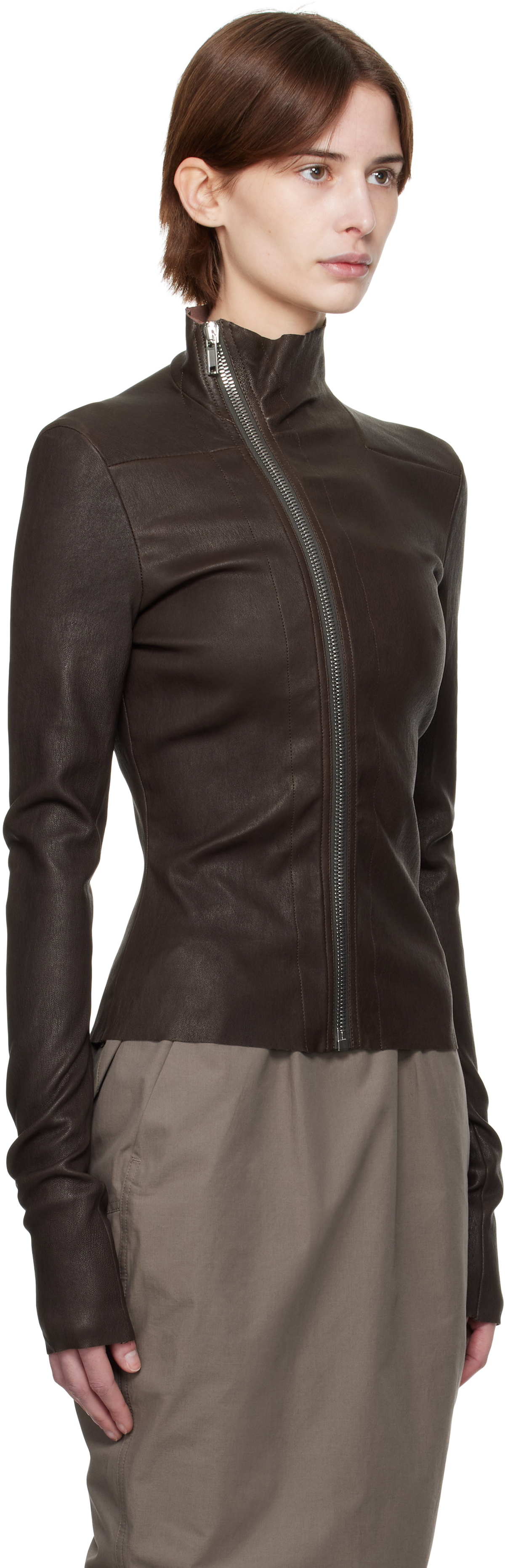 Rick Owens Brown Hollywood JKT Leather Jacket Rick Owens