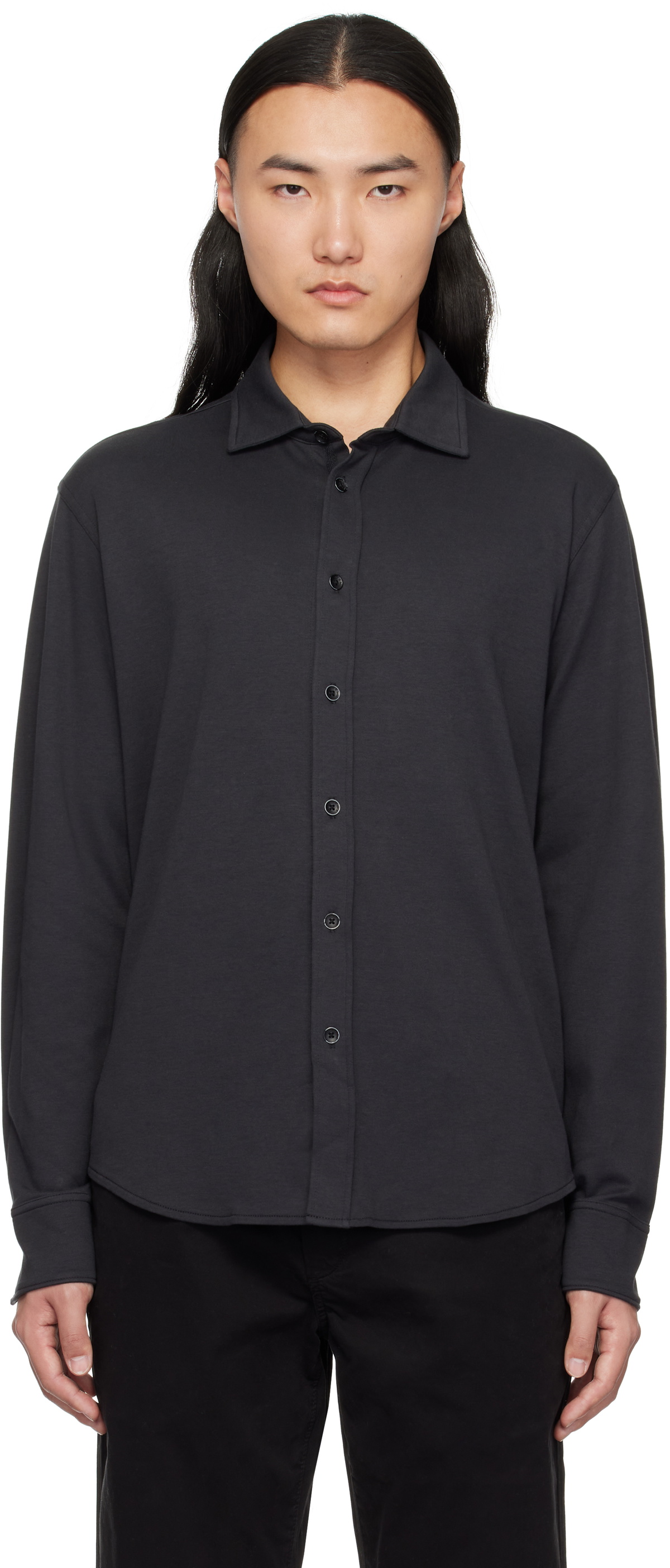 rag & bone Black Tomlin Cotton Shirt Rag and Bone