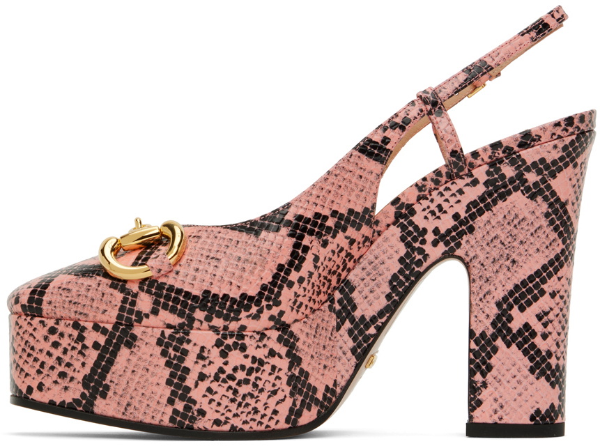 Gucci Pink & Black Python Print Heels Gucci