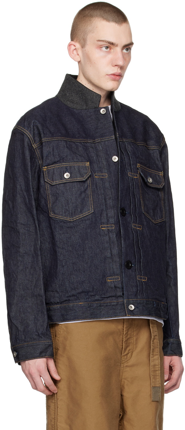 sacai Indigo Stand Collar Denim Jacket Sacai