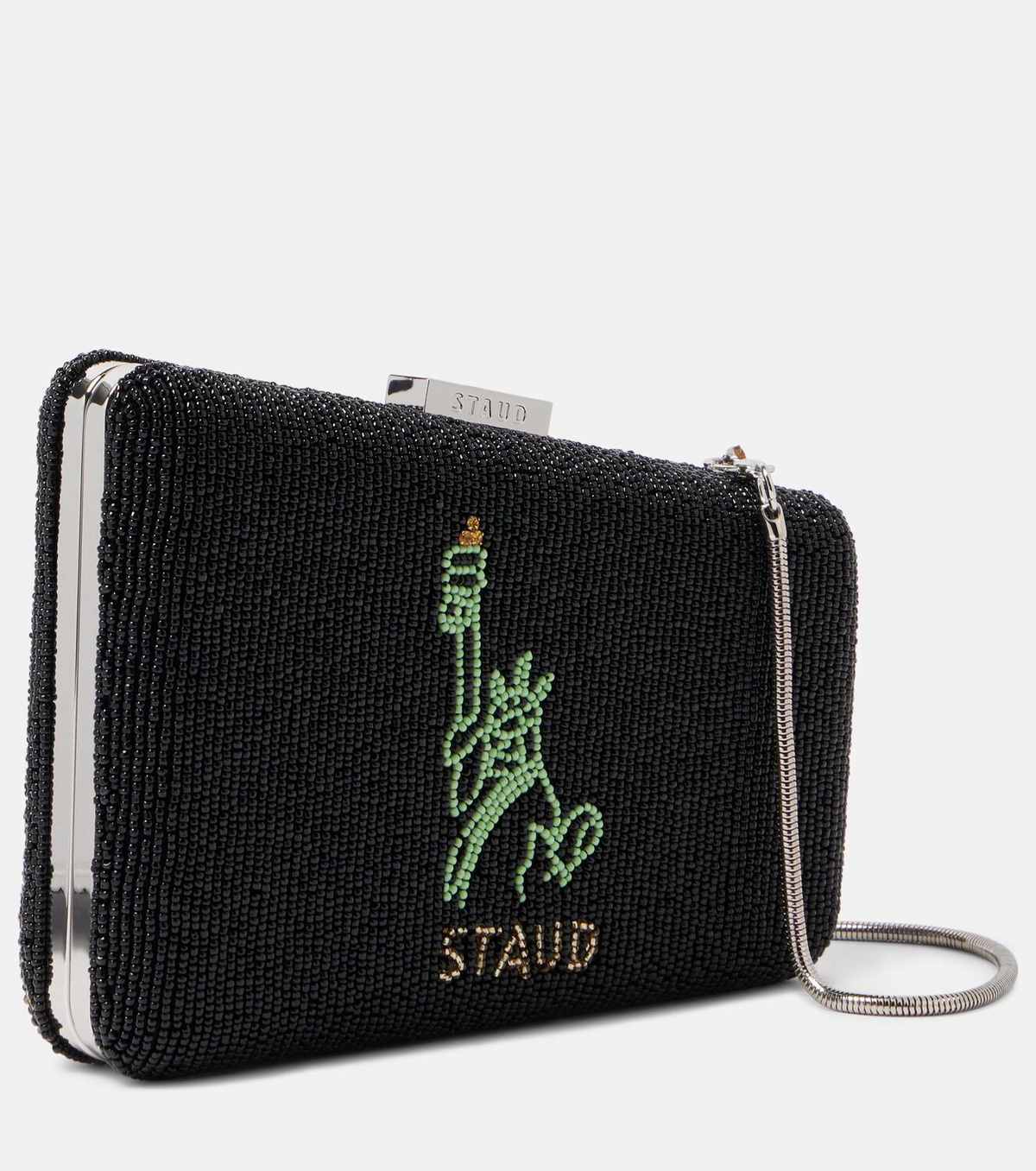 Staud Carmella NYC Skyline beaded clutch Staud