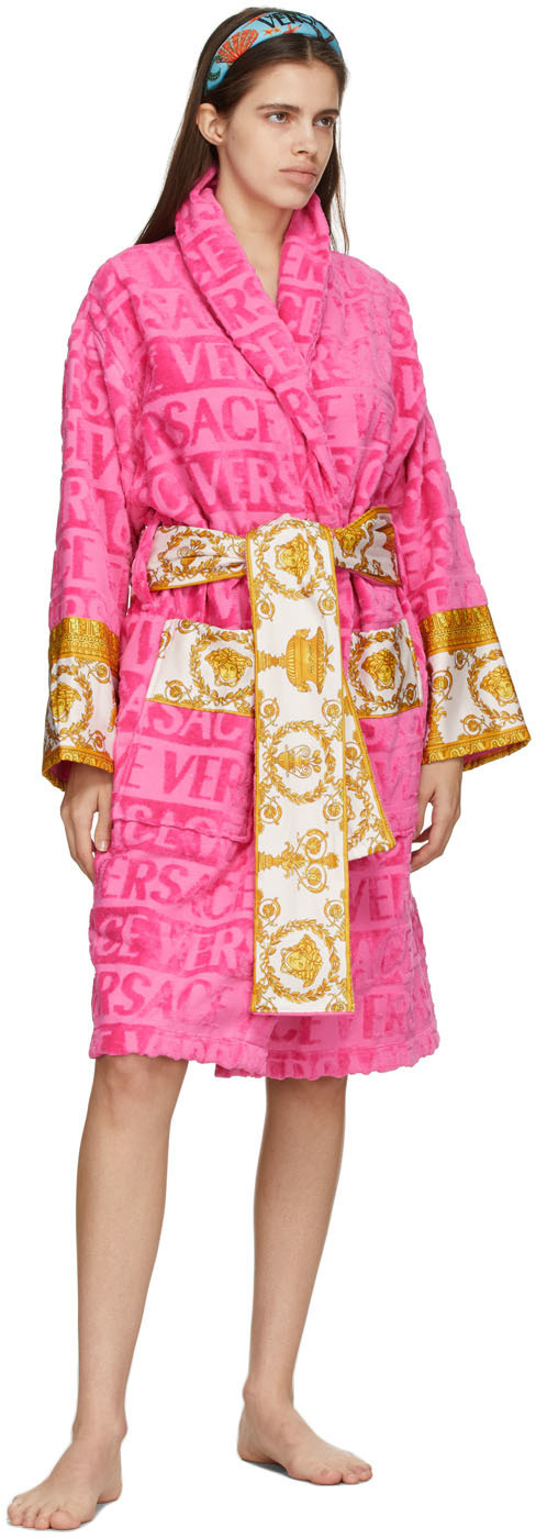 Versace Underwear Pink I Heart Baroque Bath Robe Versace Underwear