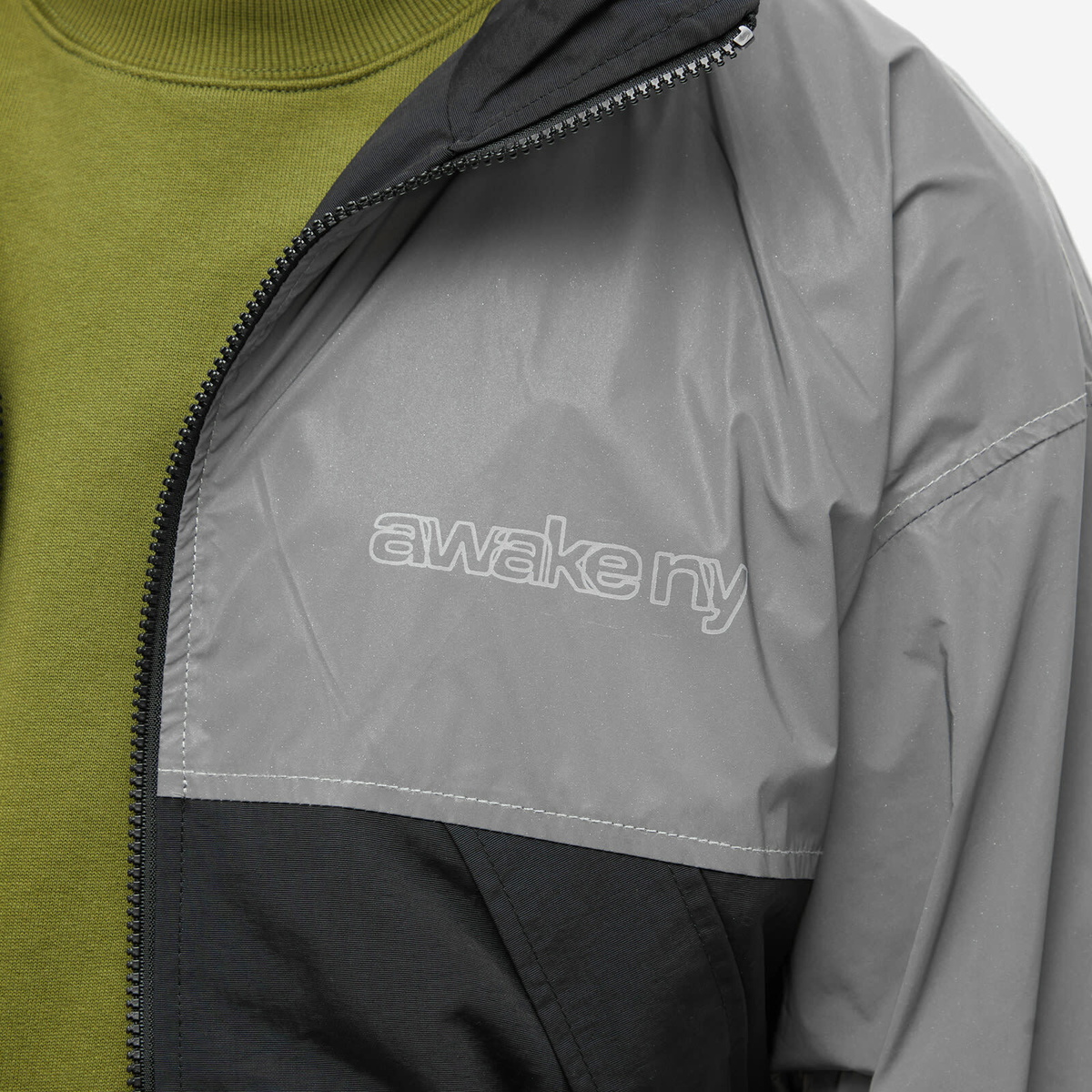 Awake NY Men's 3M Nylon Shell Jacket in Black/Silver Awake NY