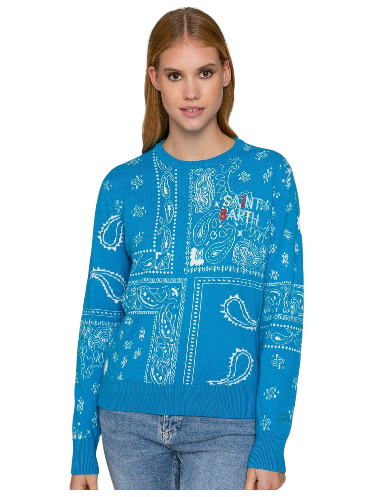 MC2 Saint Barth Woman Sweater With Bandanna Print And Saint Barth ...