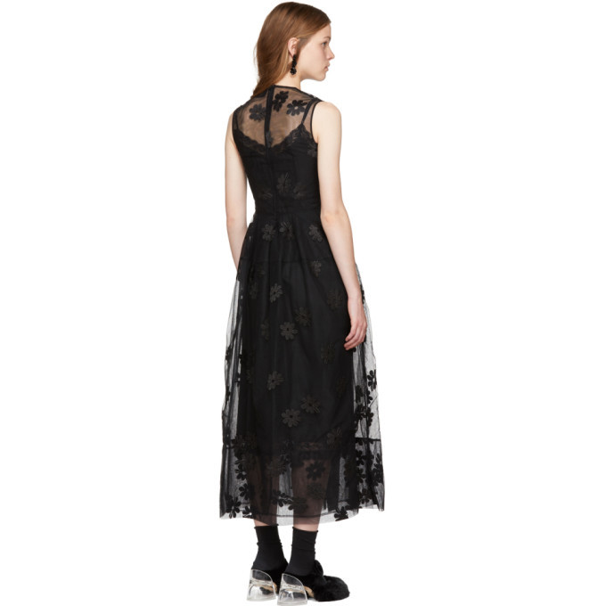 Simone Rocha Black Floral Tulle Bell Dress Simone Rocha