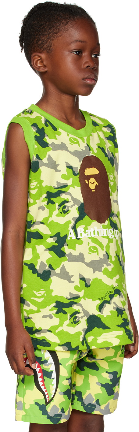 BAPE Kids Green Woodland Camo Tank Top A Bathing Ape