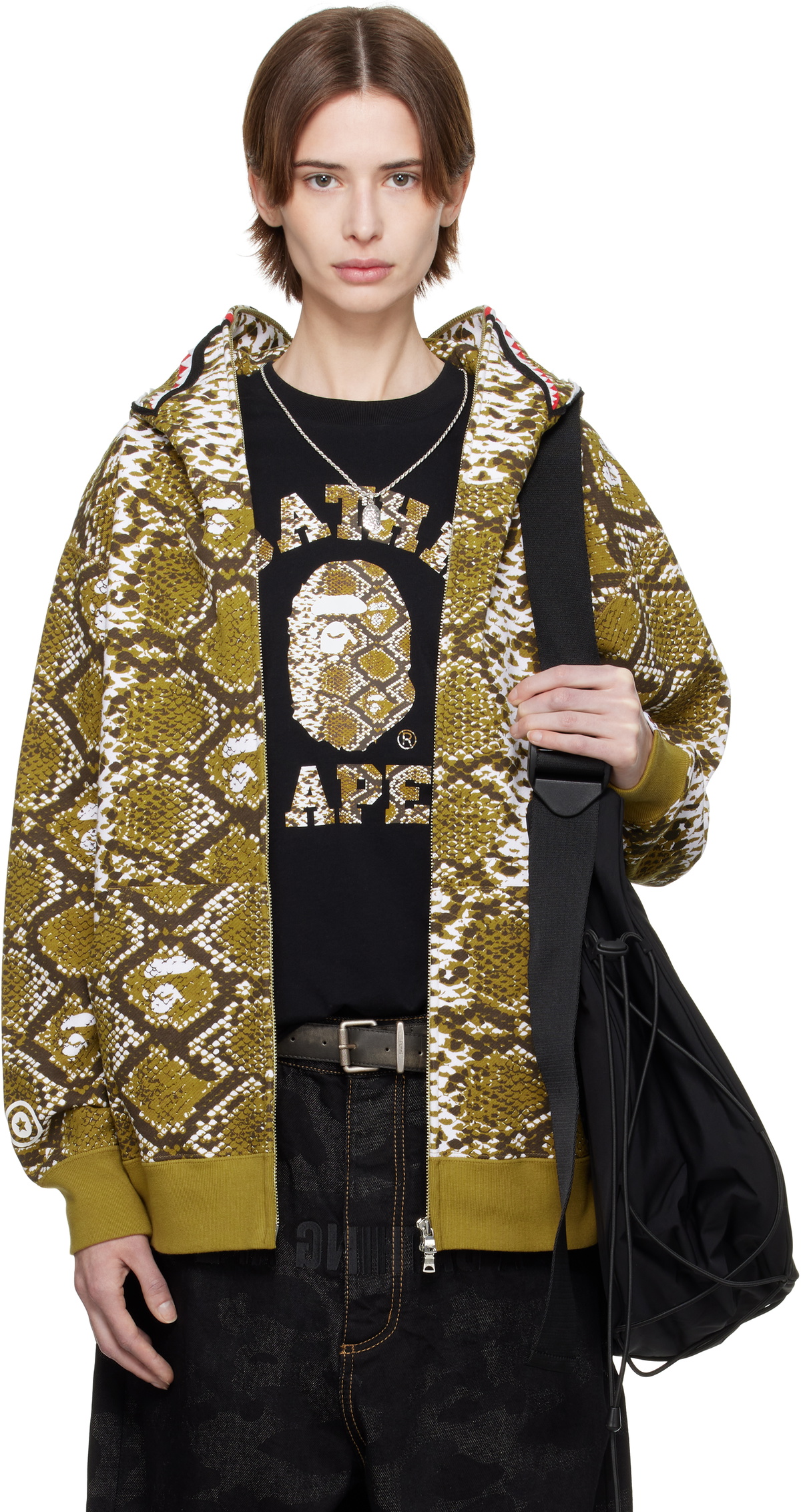 BAPE SSENSE Exclusive Khaki Shark Hoodie A Bathing Ape