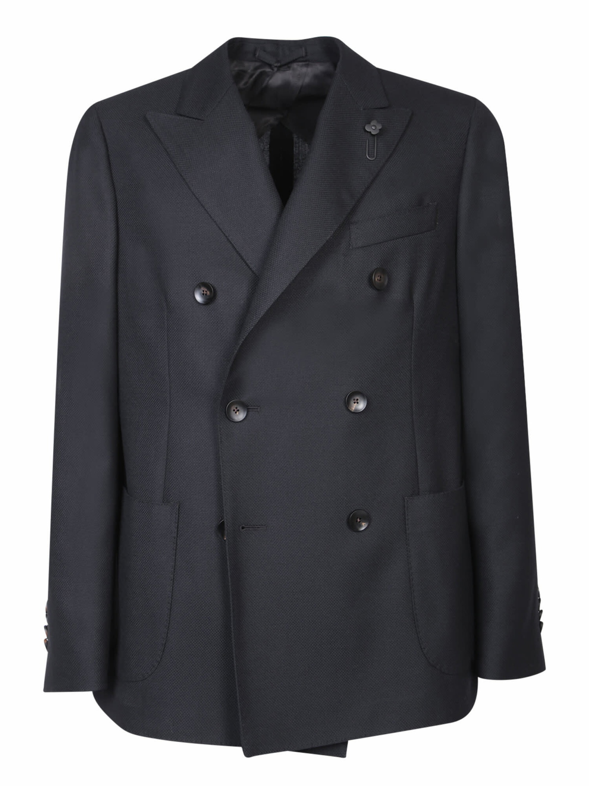 Lardini Double-breasted Wool Jacket In Blue Lardini