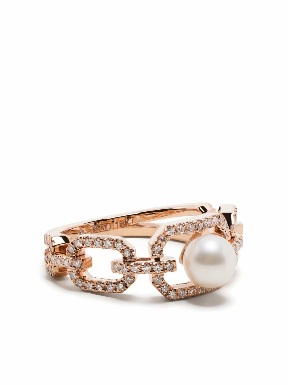 SHAY 18K Rose Gold Caged Pearl & Diamond Cut-Out Ring SHAY