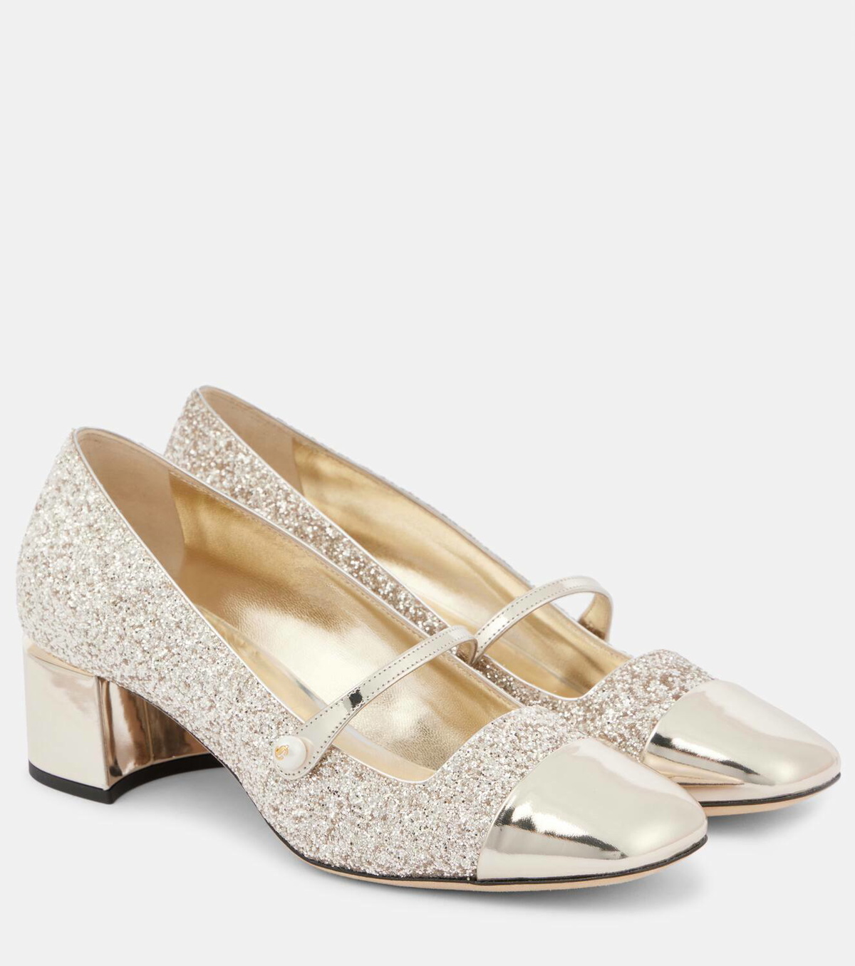 Jimmy Choo Elisa 45 glitter and leather pumps Jimmy Choo