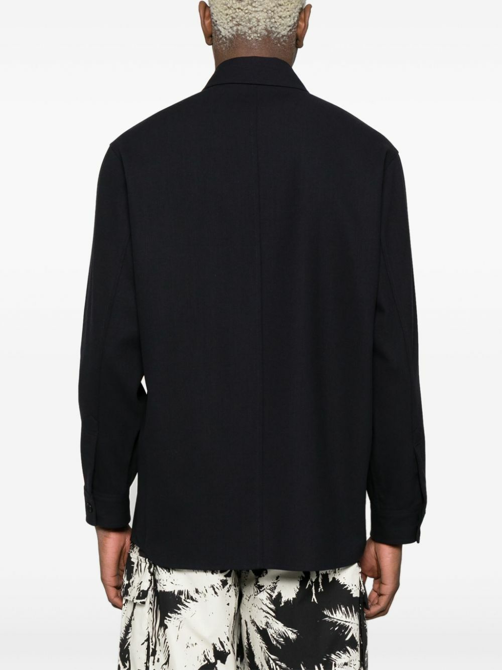 Auralee Navy Blue Wool Shirt Auralee
