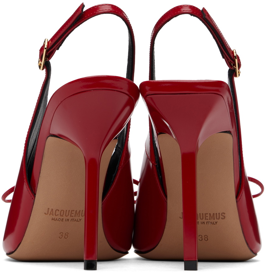 JACQUEMUS Red Les Sculptures 'Les slingbacks Cubisto hautes' Heels ...