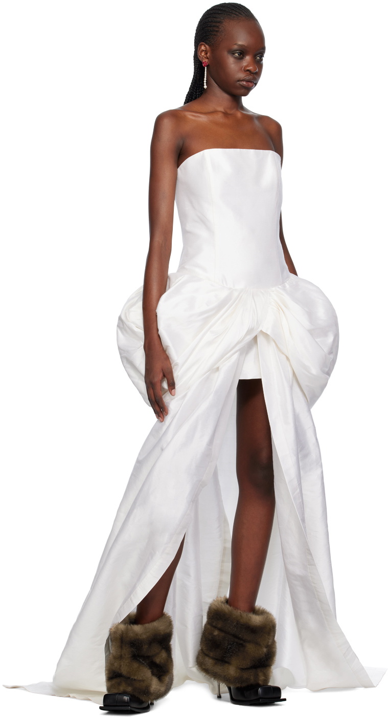 FIDAN NOVRUZOVA White Gathered Minidress FIDAN NOVRUZOVA