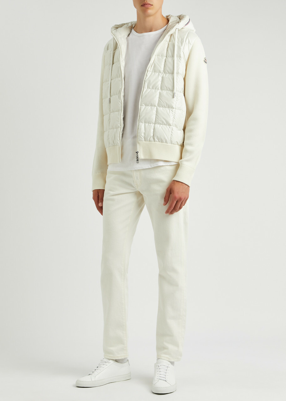 Moncler Hooded Quilted Shell and Wool Jacket Cream Moncler