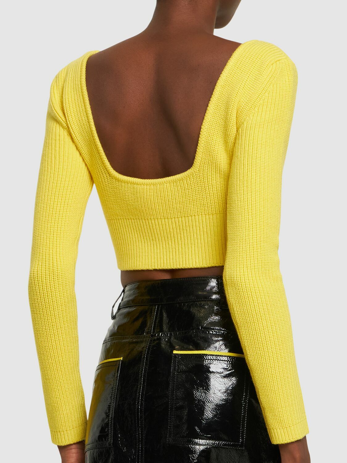 FERRARI - Wool Rib Knit Open Back Cropped Top Ferrari