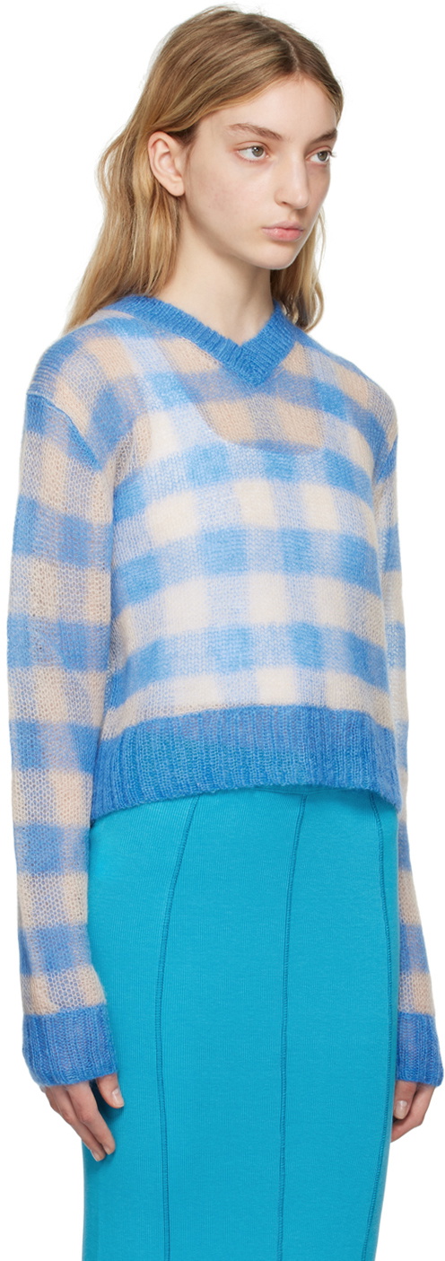 Acne Studios Blue & Beige Gingham Sweater Acne Studios