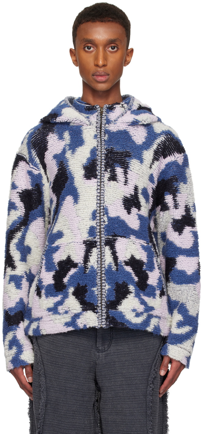 Isa Boulder SSENSE Exclusive Blue Camo River Jacket Isa Boulder