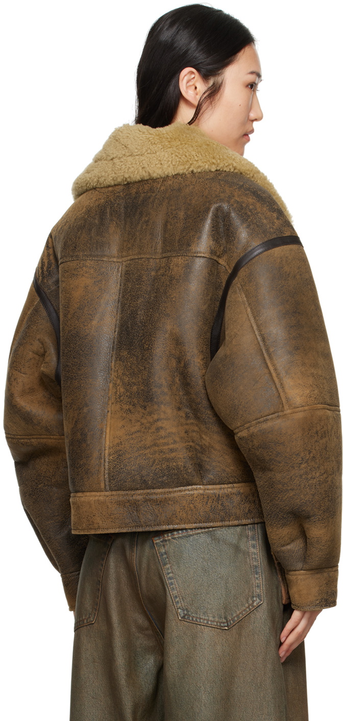Acne Studios Brown Shearling Leather Jacket Acne Studios