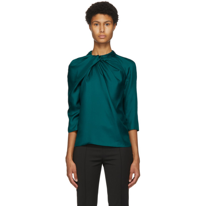 Partow Blue Silk Star Blouse Partow