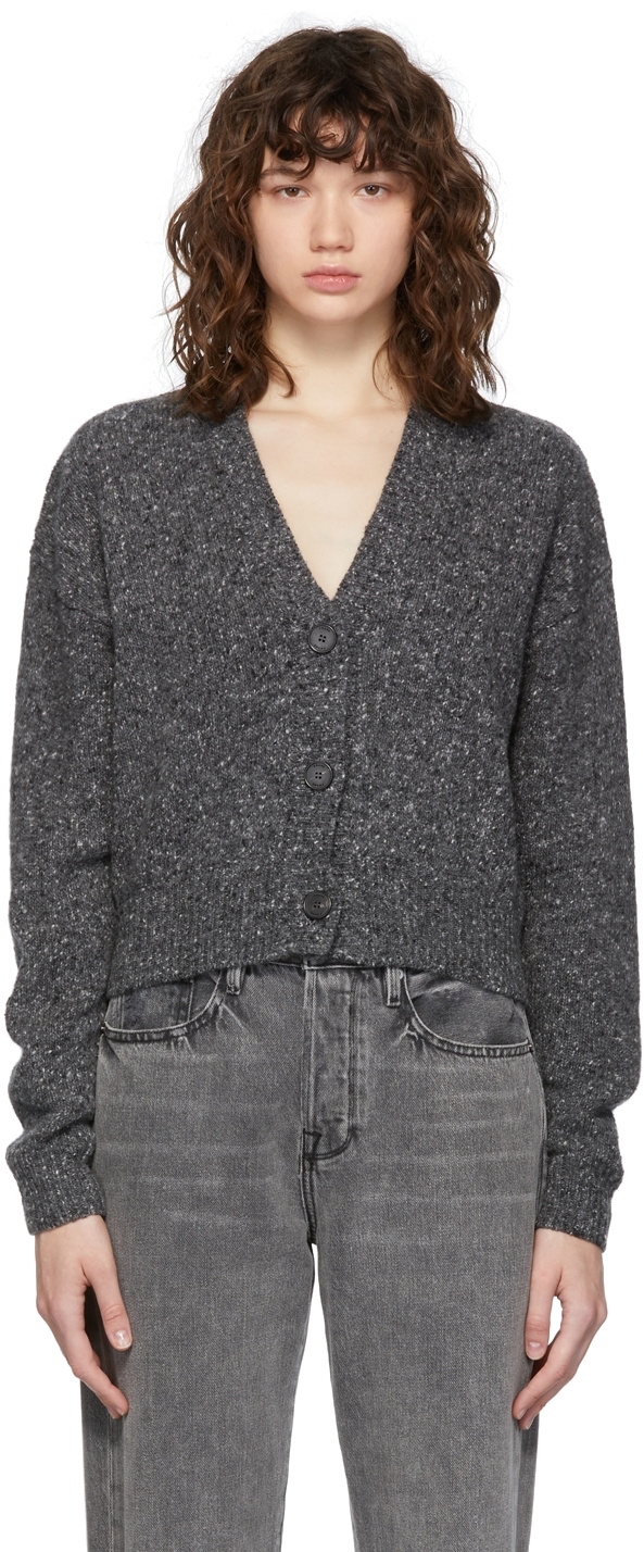 Frame Grey Cropped Marl Cardigan Frame Denim