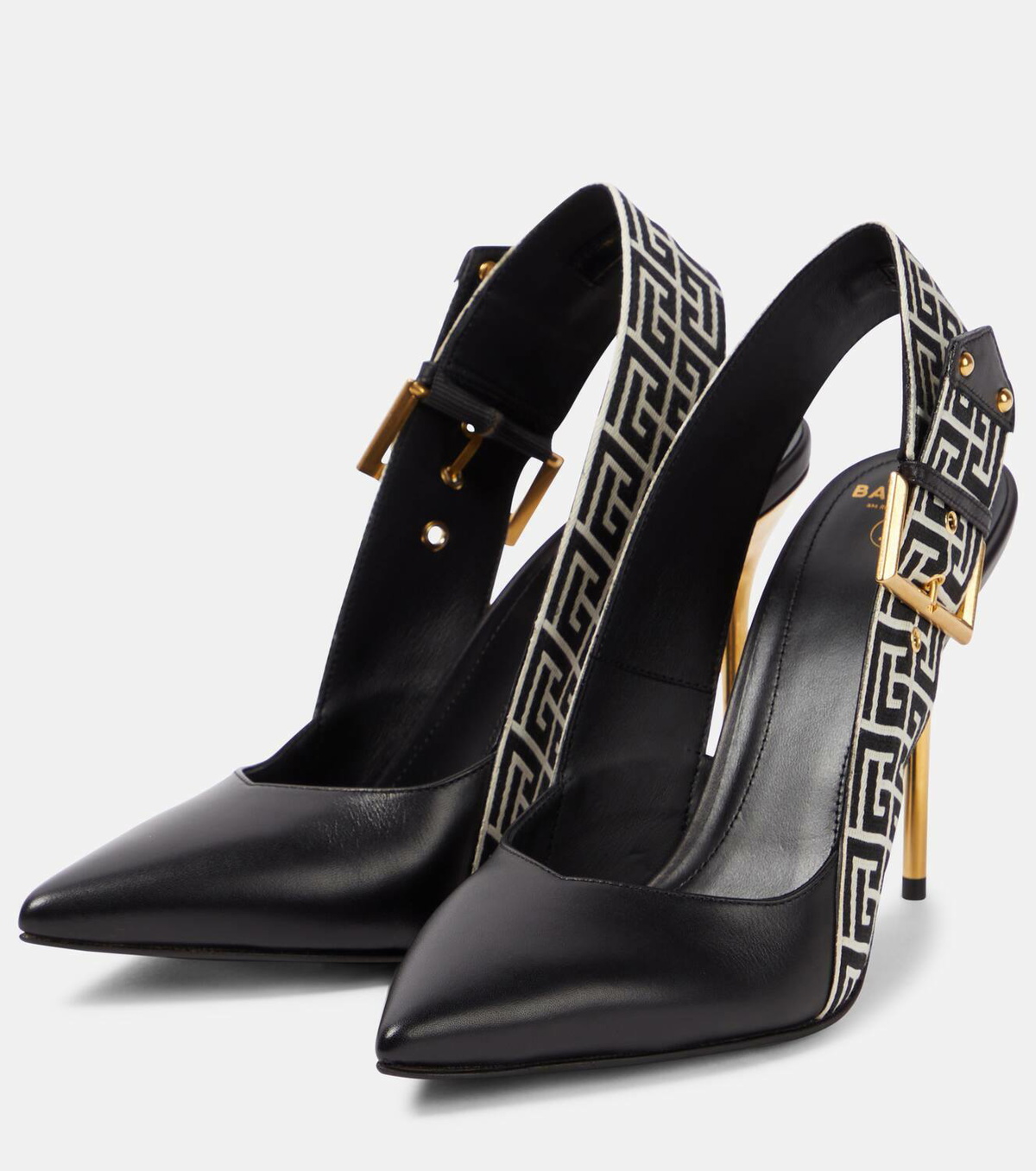 Balmain Ruby monogram leather slingback pumps Balmain