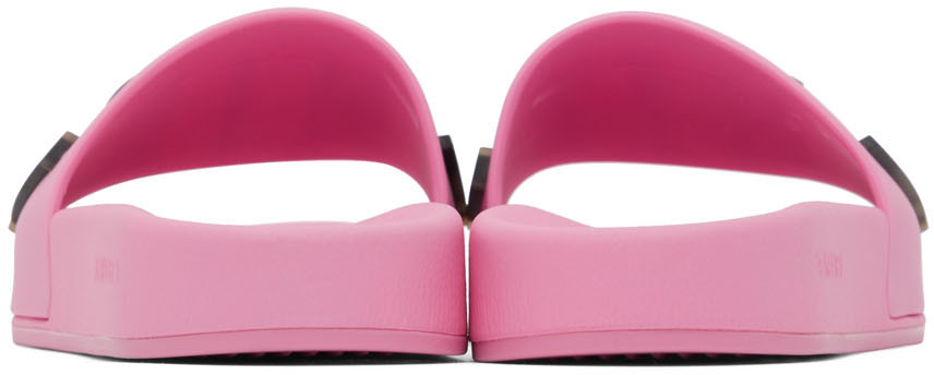 AMIRI Pink Logo Pool Slides Amiri
